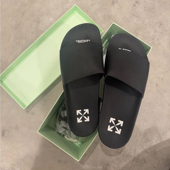 Off-White | Shoes | Off White Logo Industrial Left Right Slides Mens ...